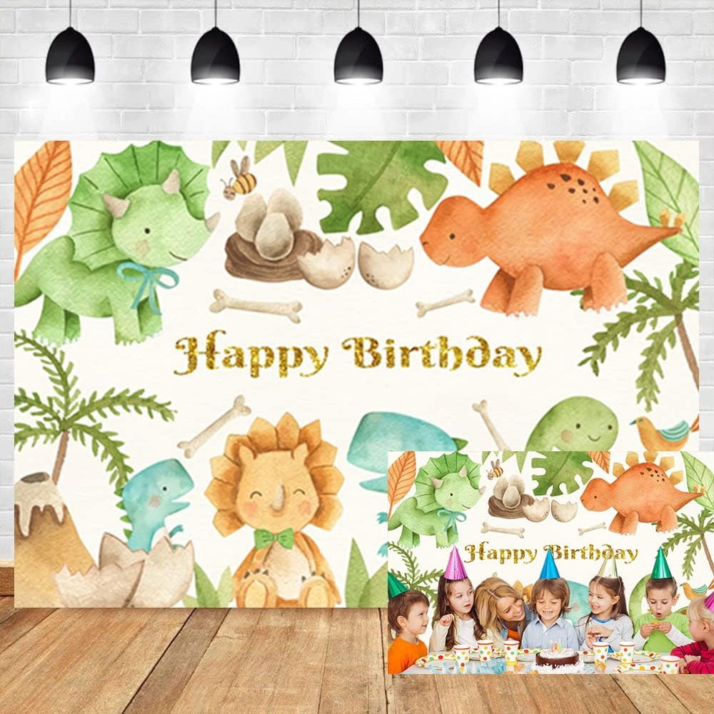 Cartoon Dinosaur Theme Cute Happy Birthday Backdrop Dinosaur Themed ...