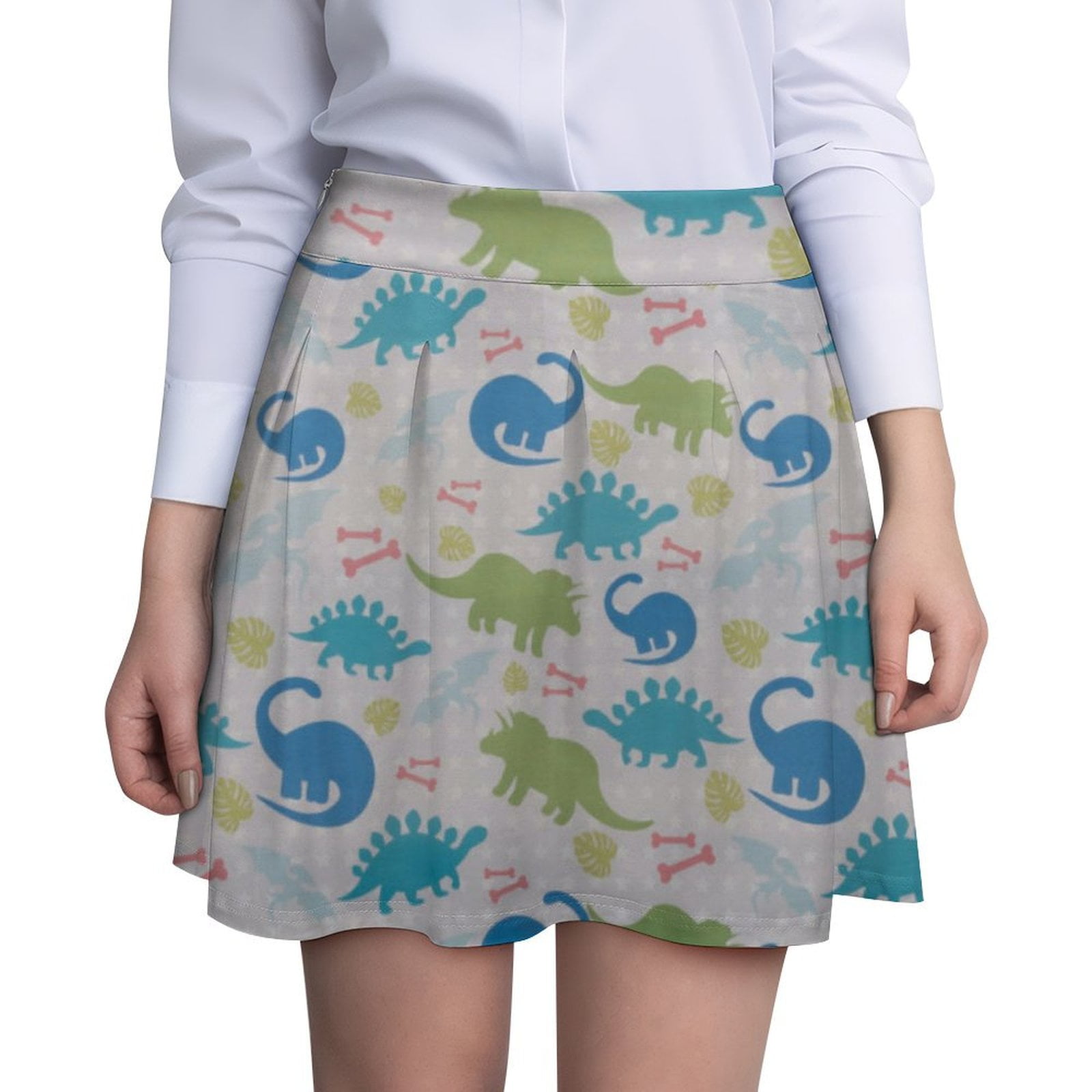 Cartoon Dinosaur Women's Casual Mini Skirt Invisible Zipper Summer ...