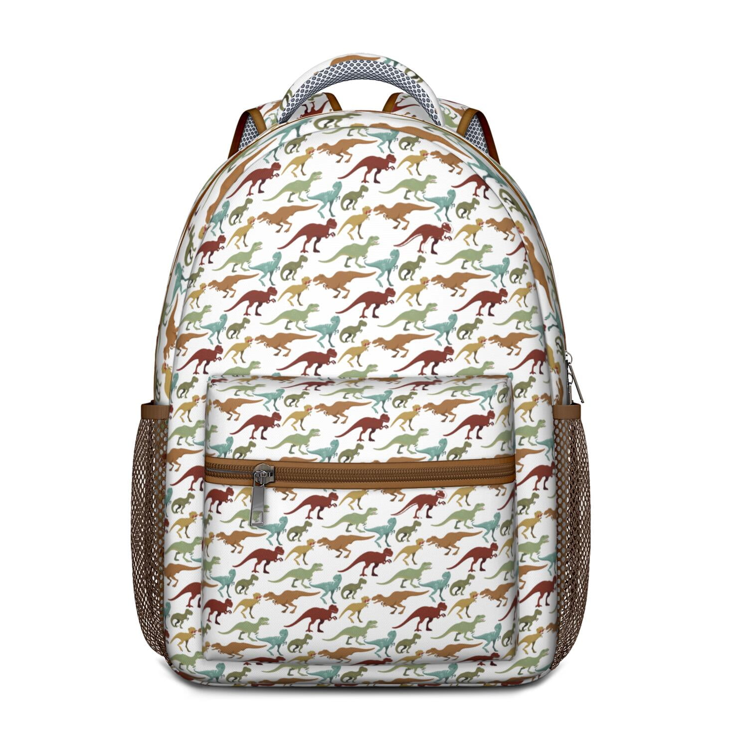Cartoon Dinosaur and Nature Scene Backpack – Funny Dino Pattern School ...