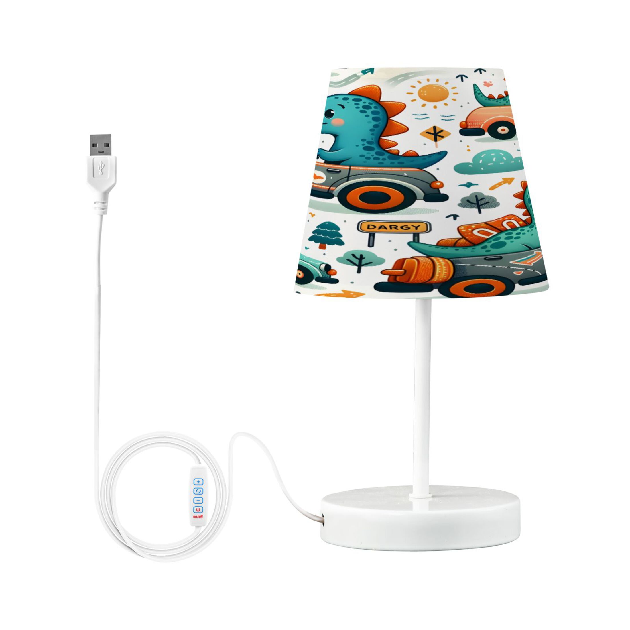 Cartoon Dinosaur in Car Desk Lamp LED Table Nightstand Lamps with 3 ...