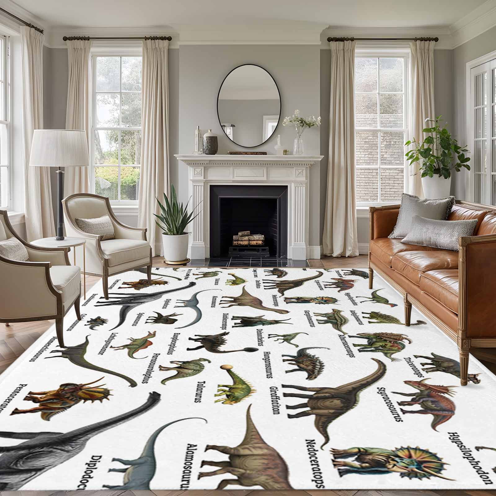 Cartoon Dinosaurs Area Rugs 5'x7', Washable Small Throw Rugs for ...