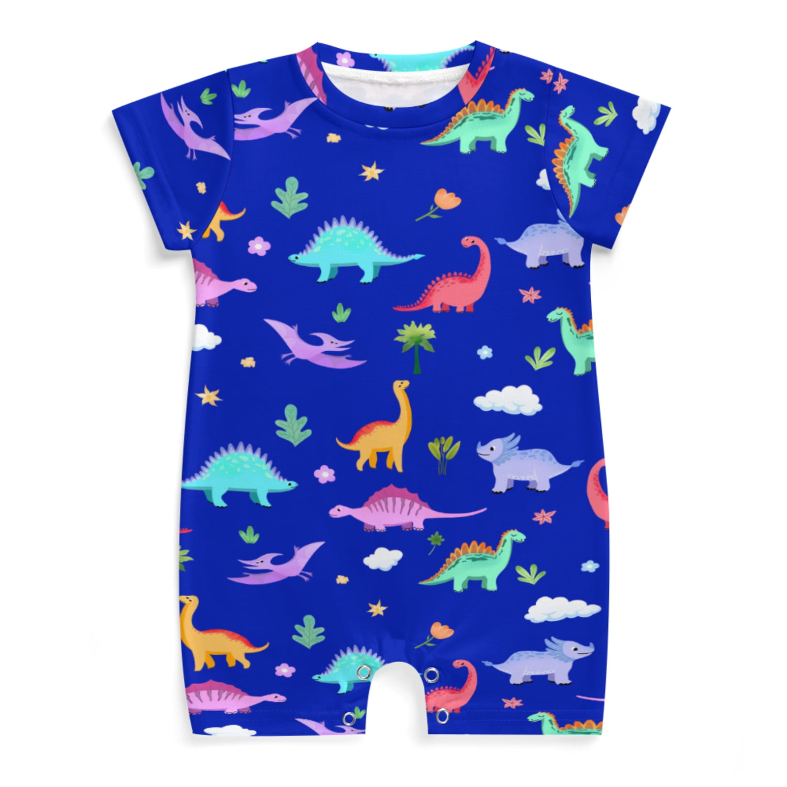 Cartoon Dinosaurs Baby Rompers Boy Girl Palm Trees Leaves Newborn ...