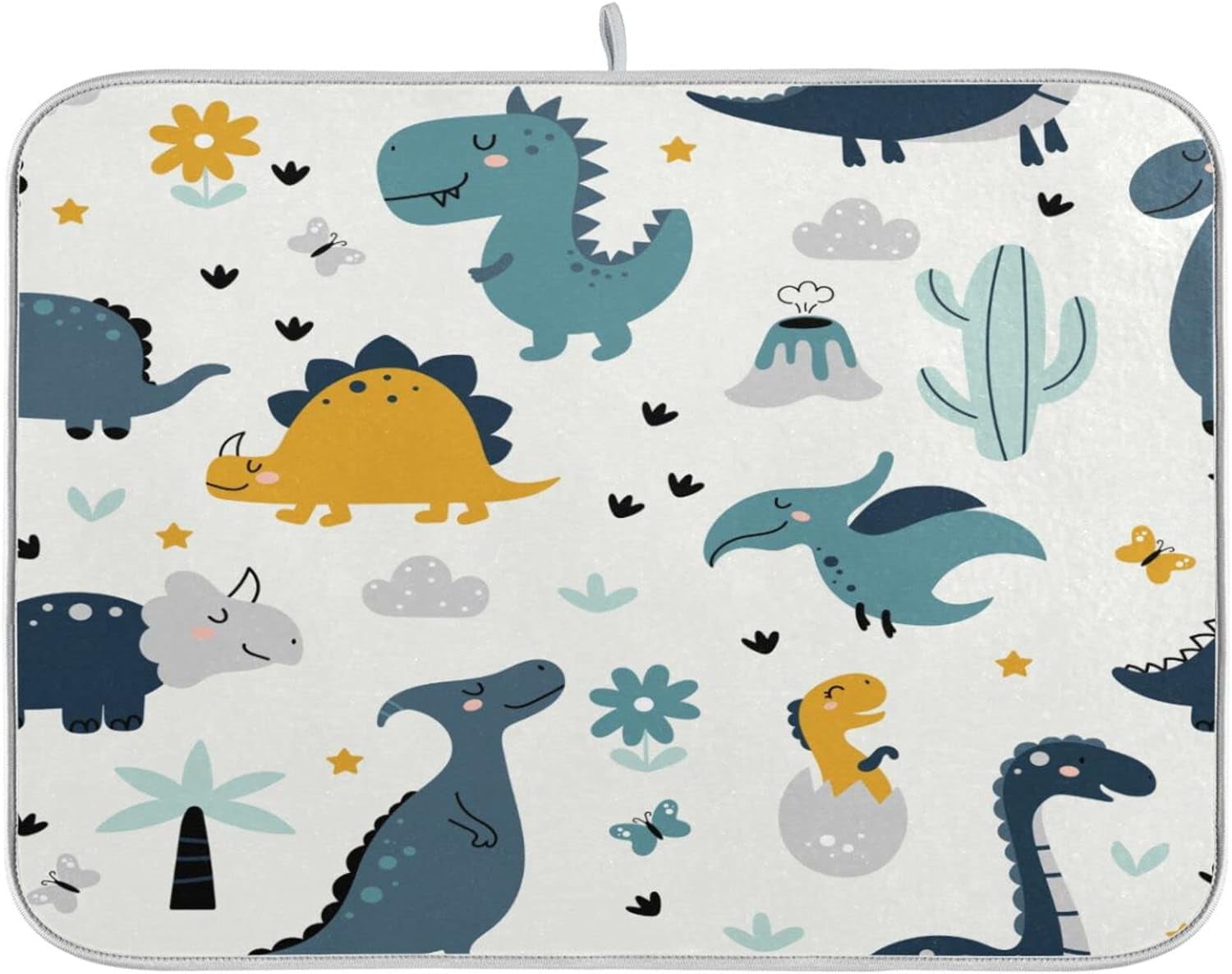 Cartoon Dinosaurs Dish Drying Mat for Kitchen Counter, Ultra Absorbent ...