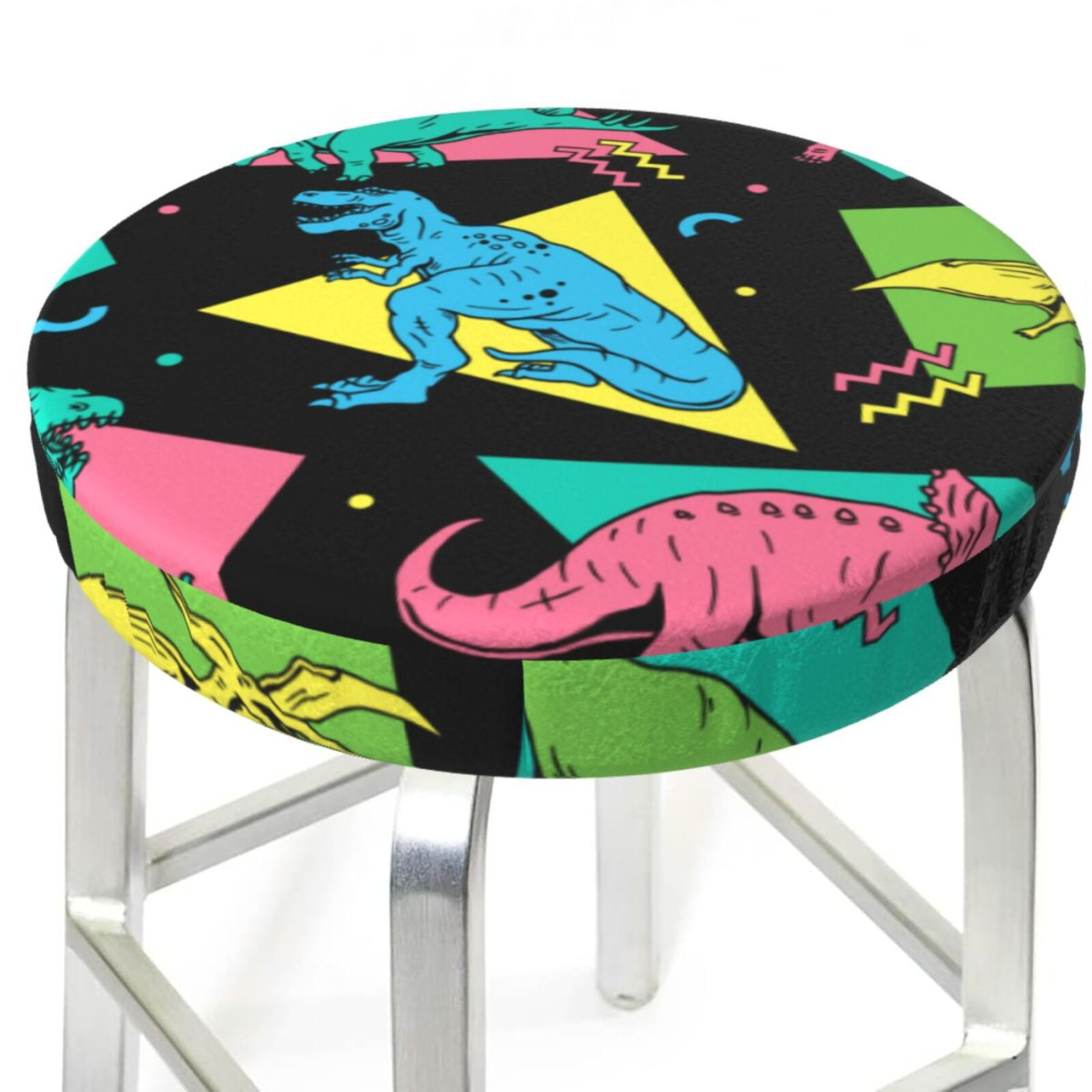Cartoon Dinosaurs Kids Bar Stool Covers - Stretch Round Seat Covers ...