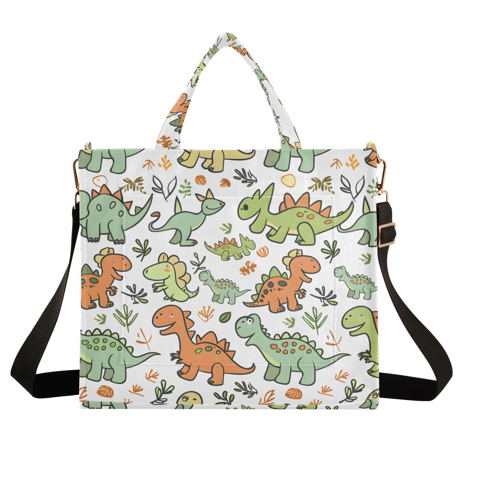 Cartoon Dinosaurs Leaves Corduroy Tote Bag Handbag Large Messenger Bag ...