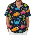 Cartoon Dinosaurs Men's Shirts Short-Sleeved with All-Over Prints ...