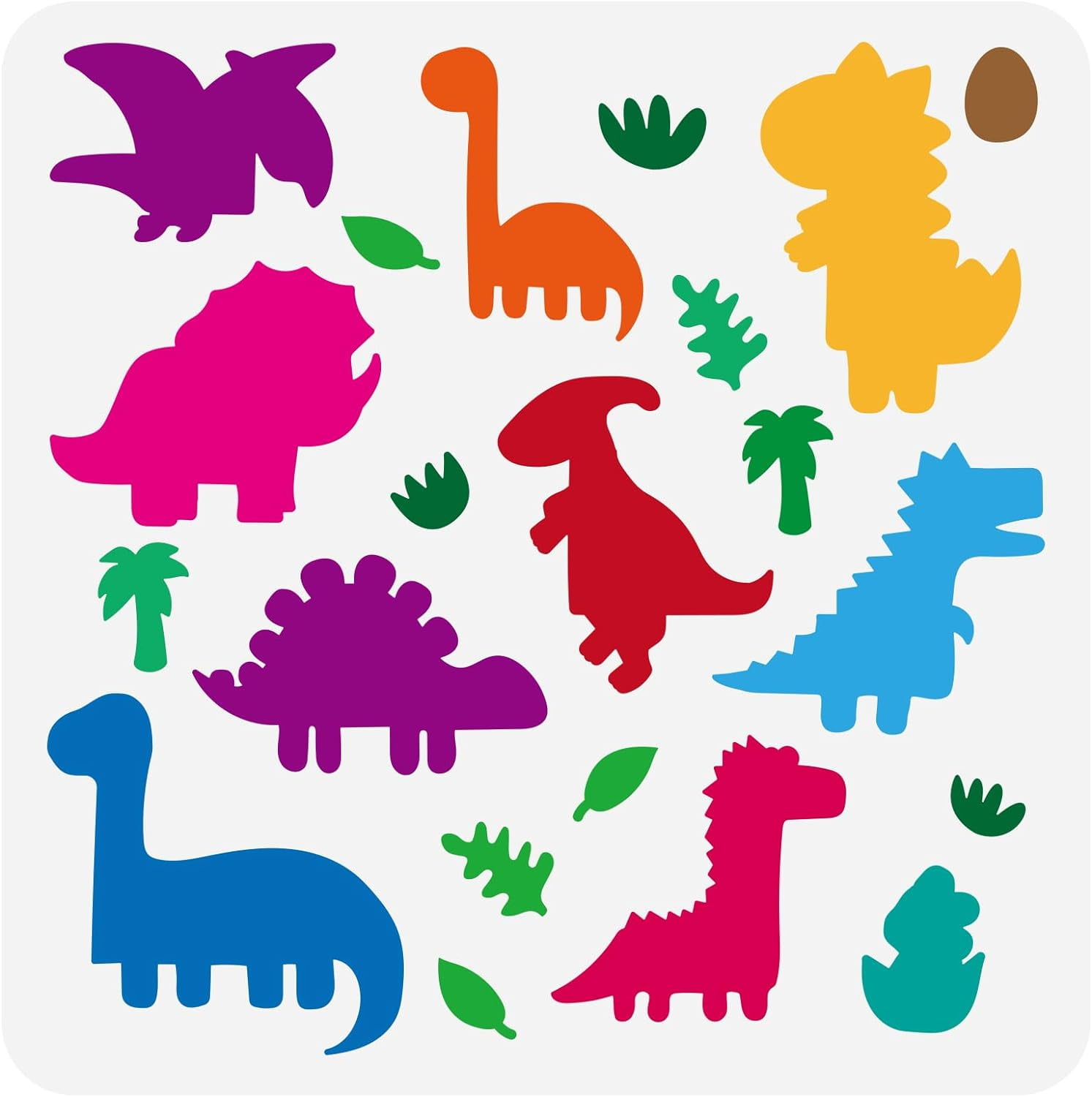 Cartoon Dinosaurs Stencil for Painting 11.8x11.8inch Large Dinosaurs ...