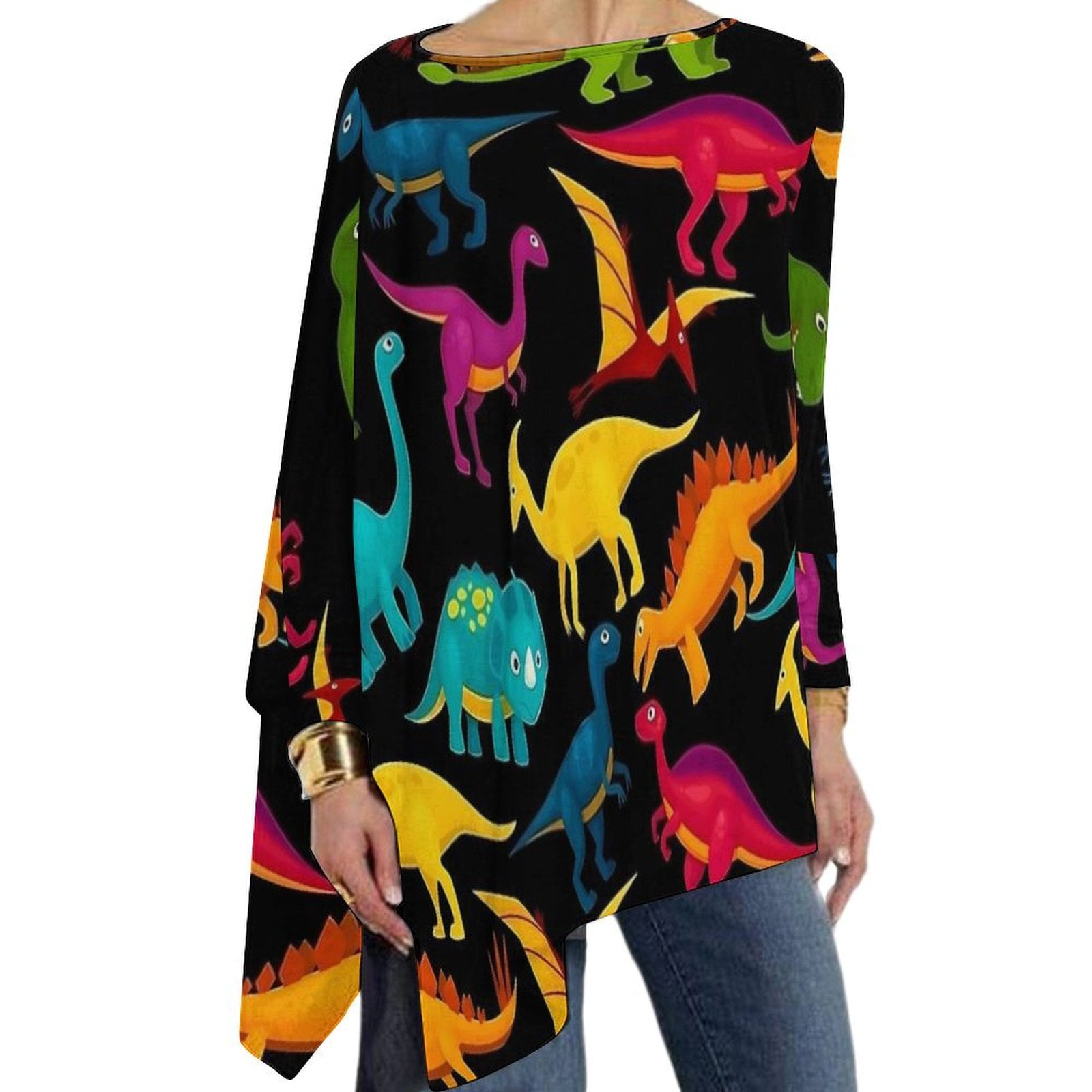 Cartoon Dinosaurs T Shirt Animal Print Modern Long-Sleeve T-Shirts ...