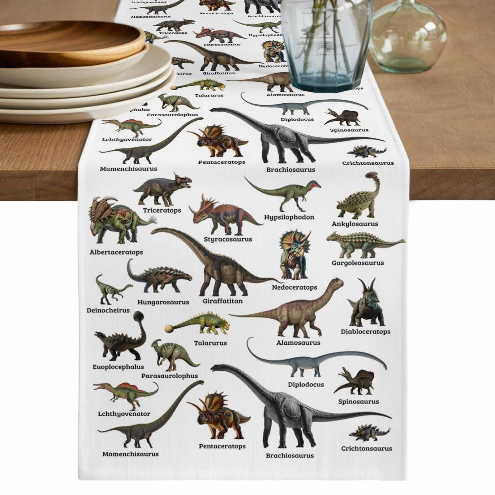 Cartoon Dinosaurs Table Runner 70 Inches, Natural Primitive Wild ...