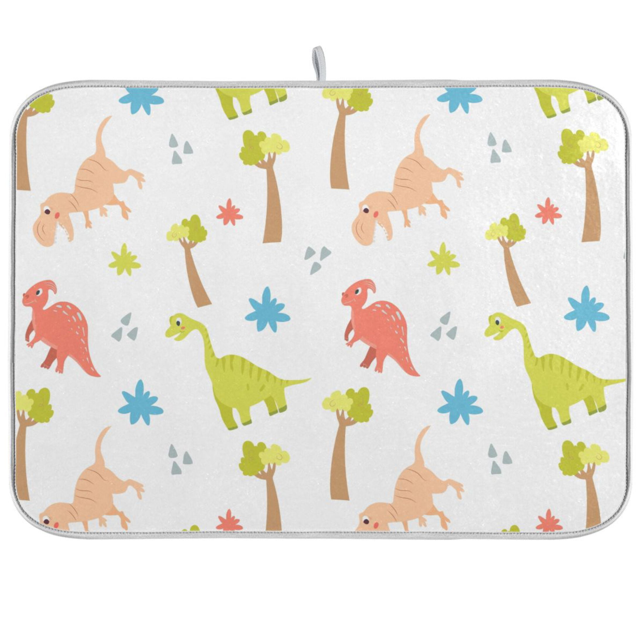 Cartoon Dinosaurs Trees Dish Drying Mat Microfiber Kitchen Pad Large ...