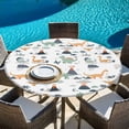Cartoon Dinosaurs Volcano Cloud Round Fitted Tablecloth with Elastic ...