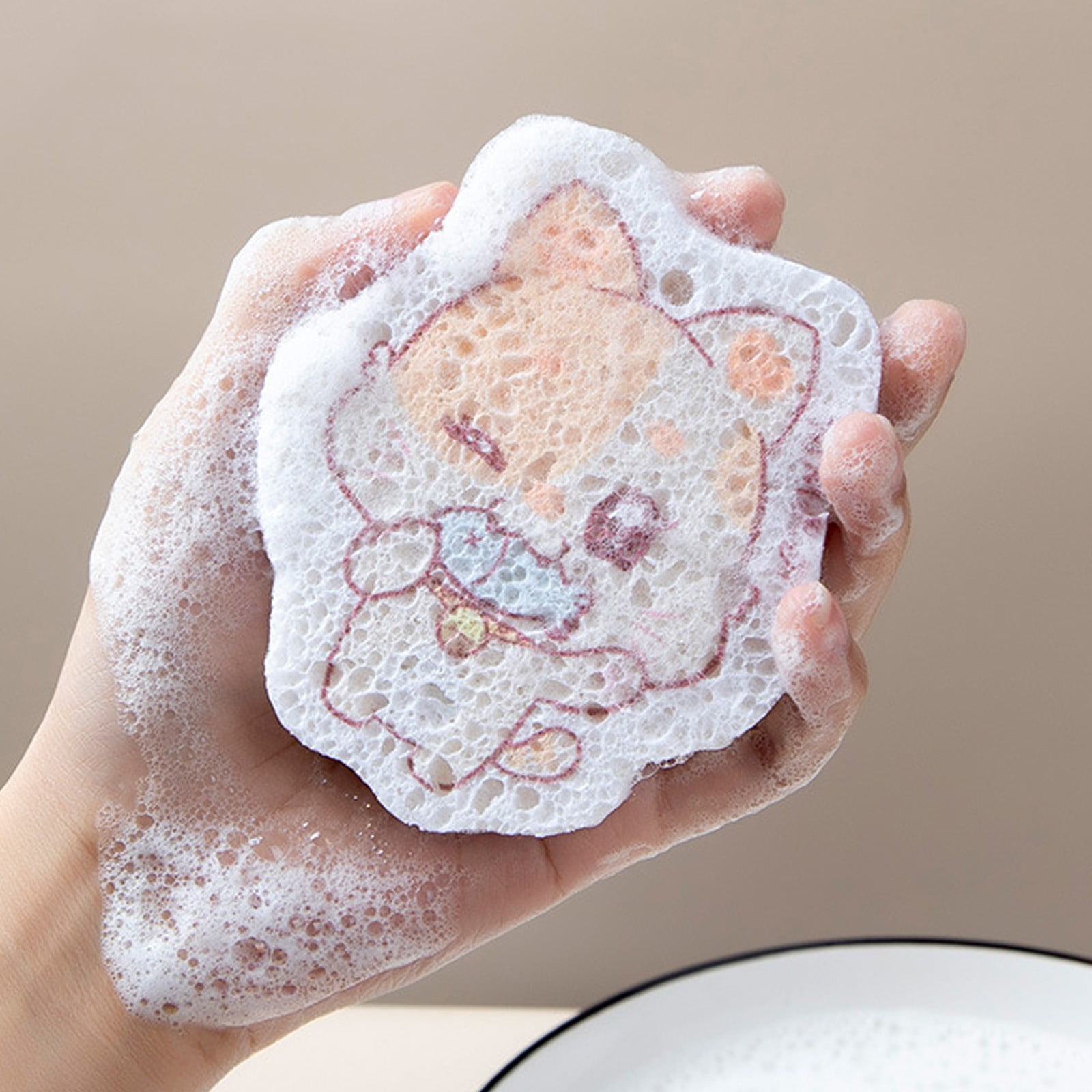 Cartoon Dish Cloth Compressed Sponge Wipe, Dishwashing Sponges Rag for ...