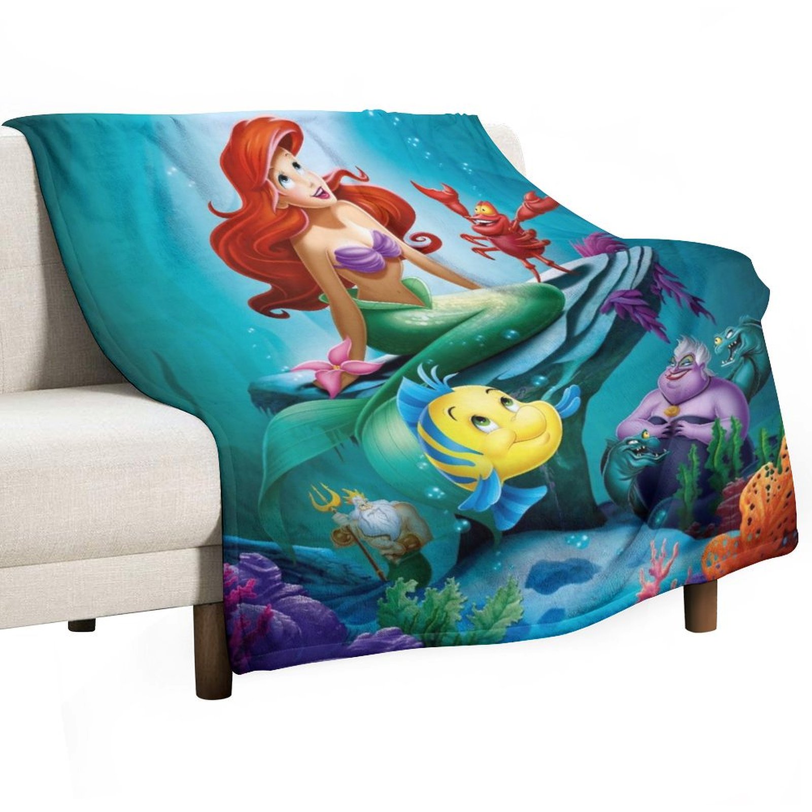 Cartoon Disney Princess The Little Mermaid Ariel Soft Anti-Pill Flannel ...