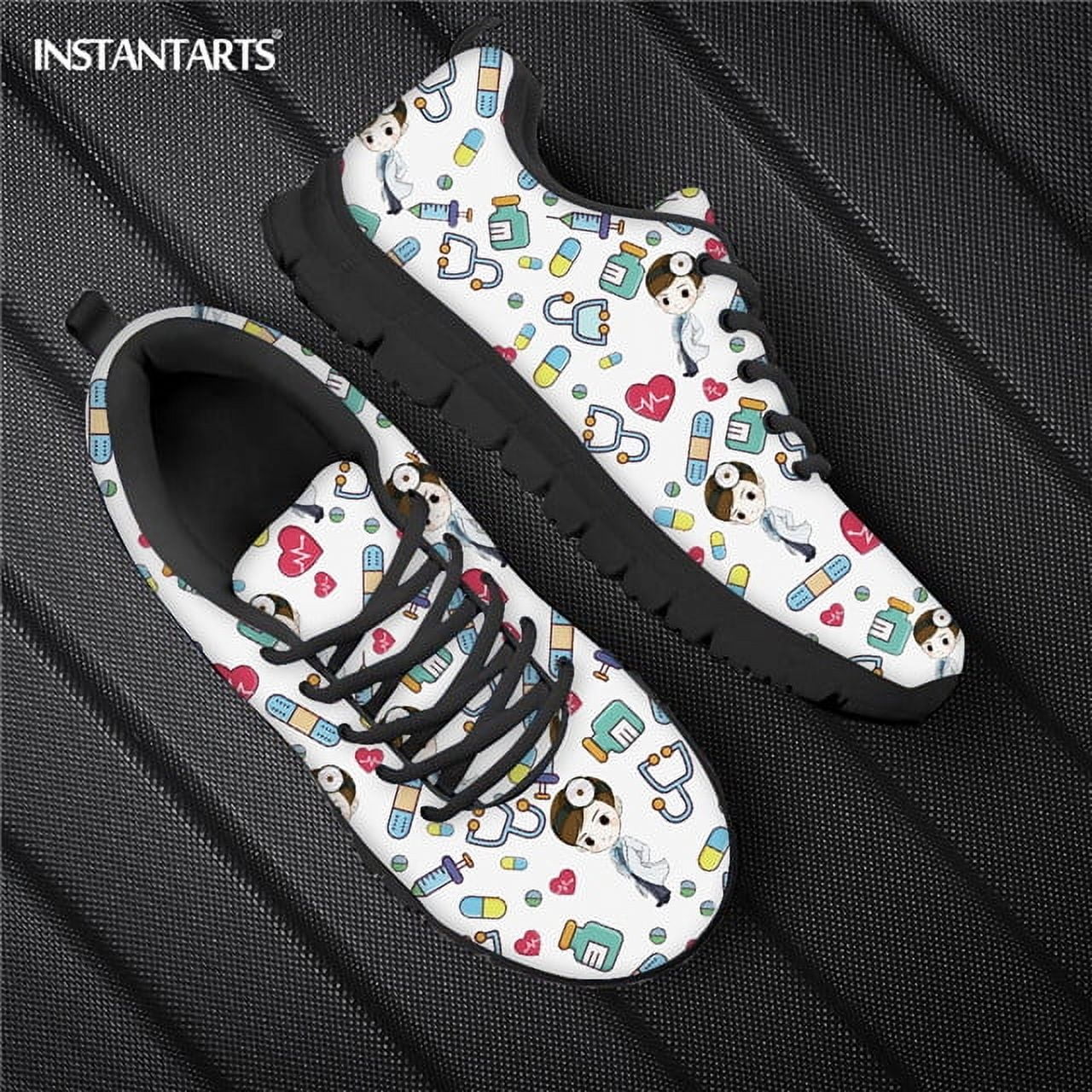 Cartoon Doctor Care Pattern Casual Shoes For Women Nursing Shoes Lace ...