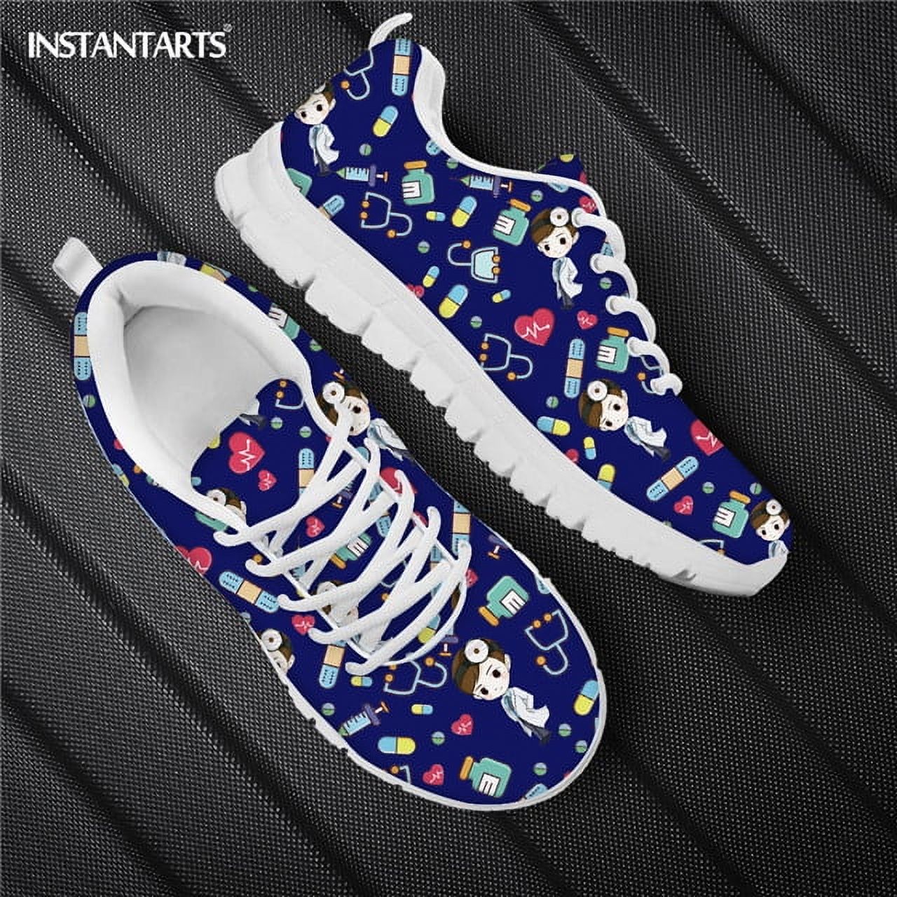 Cartoon Doctor Care Pattern Casual Shoes For Women Nursing Shoes Lace ...