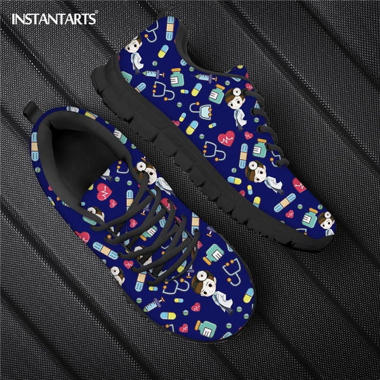 Cartoon Doctor Care Pattern Casual Shoes For Women Nursing Shoes Lace ...
