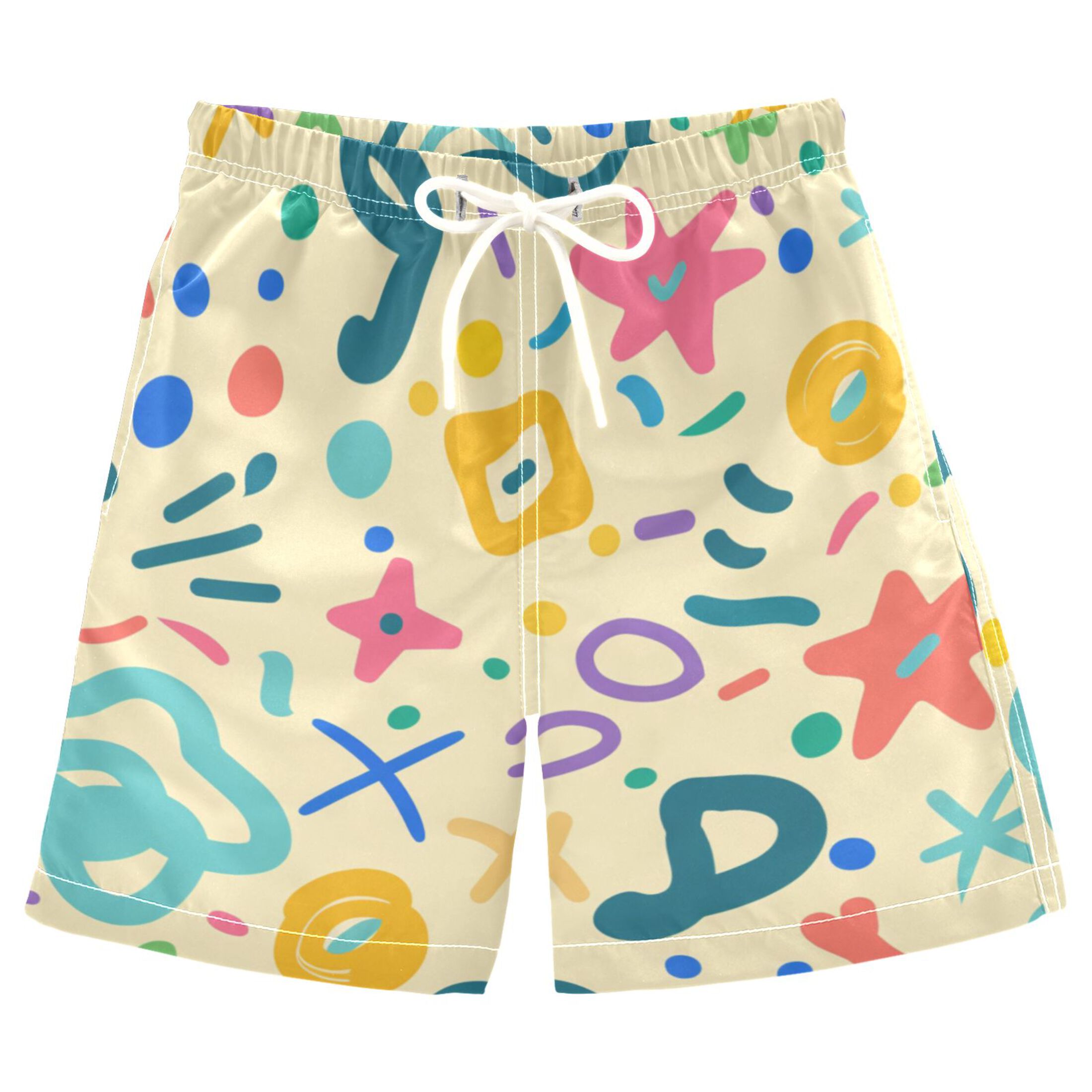 Cartoon Doddle Line Art Boys' Beach Pants Board Shorts Swim Trunks ...