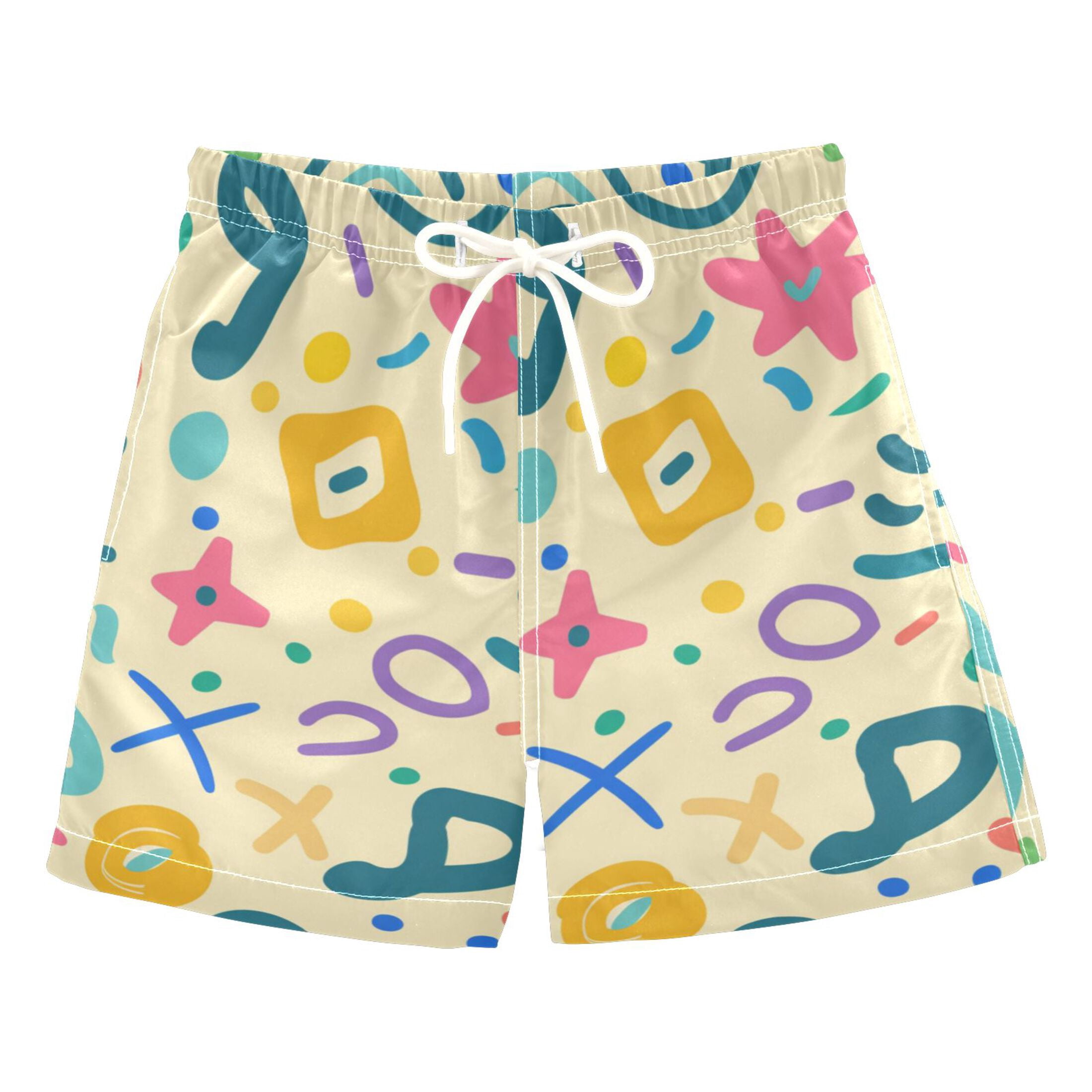 Cartoon Doddle Line Art Boys' Swim Trunks Board Shorts Beach Pants ...