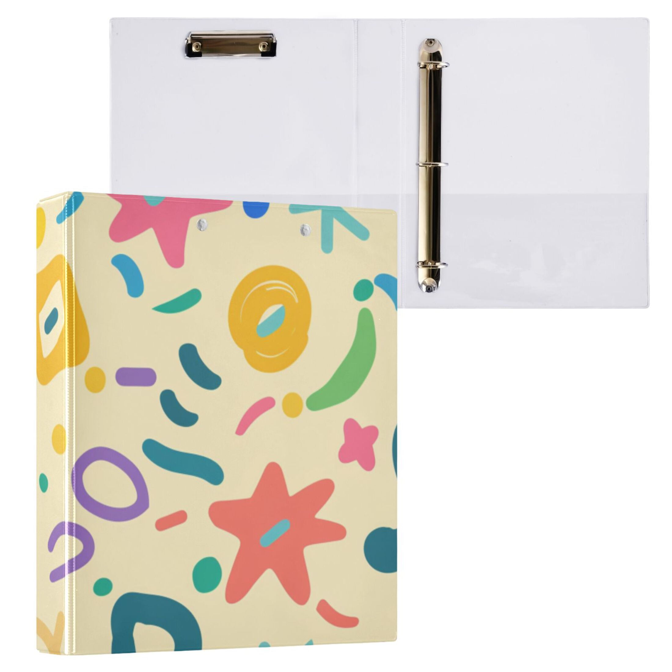 Cartoon Doddle Line Art Round Ring Binder 3 Rings 1.5" Capacity File ...