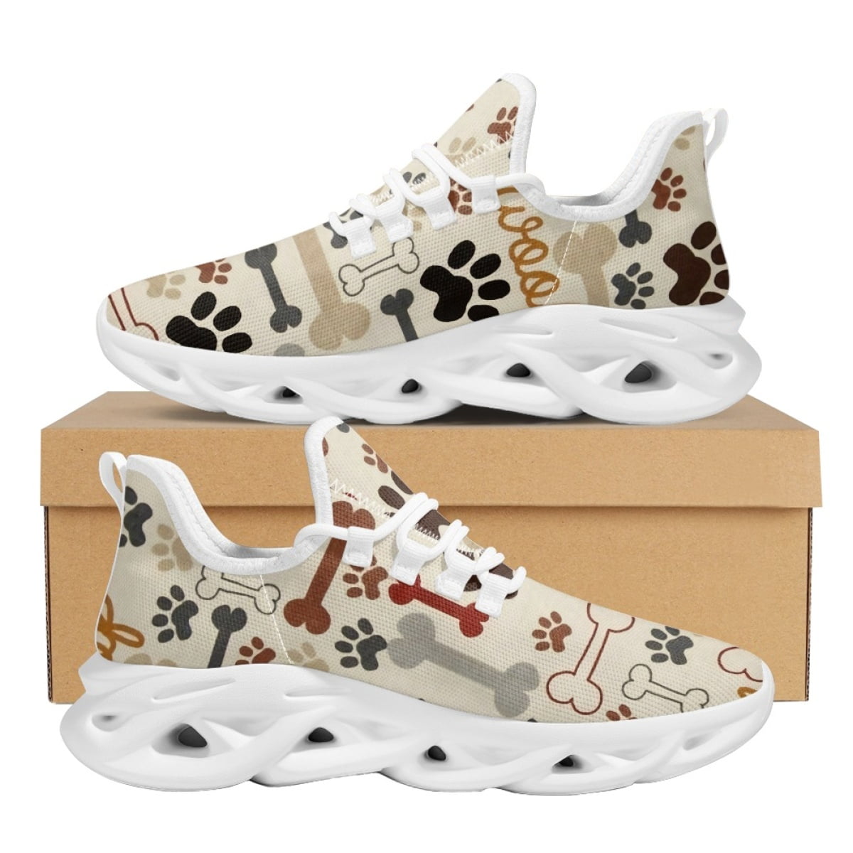 Cartoon Dog B Print Women's Cute Running Shoes Breathable Mesh Flat ...