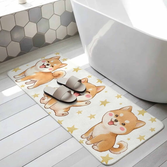 Cartoon Dog Bathroom Runner Rugs Non Slip Washable Absorbent Narrow ...