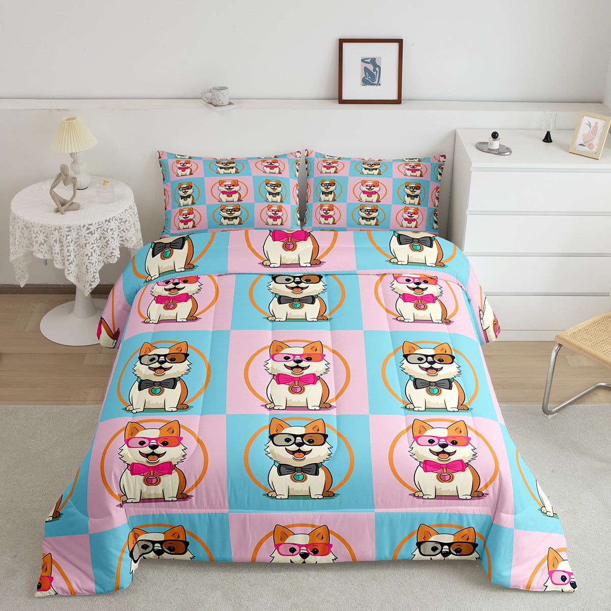 Cartoon Dog Bedding Cute Pet Animal Theme Bed Comforter Set Kawaii ...