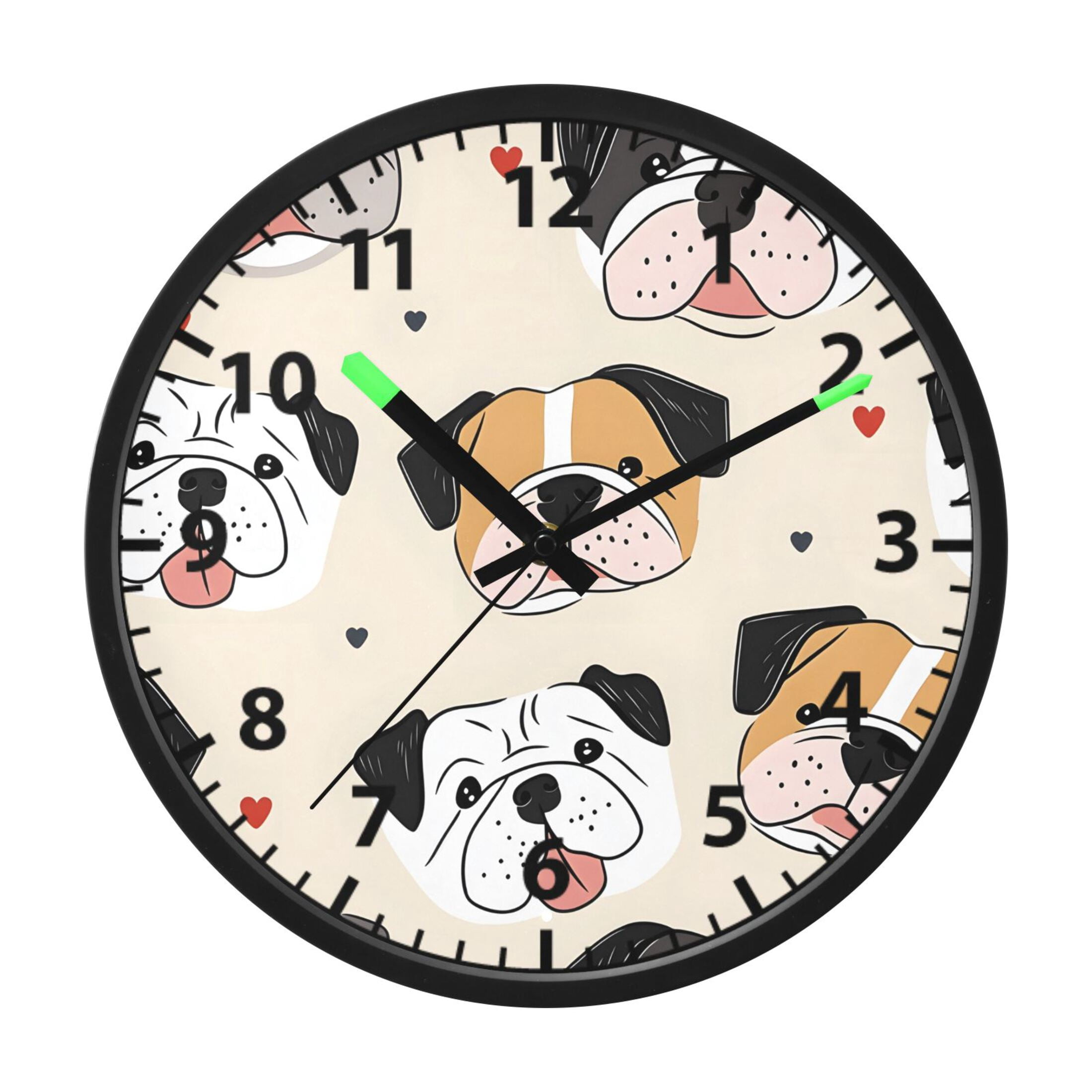 Cartoon Dog Love Pattern Wall Clock 12 Inch Voice Activated Night Light ...