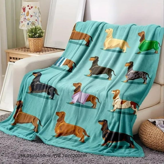 Cartoon Dog Pattern Blanket, 1 Count Soft Comfortable Warm Throw, Air ...
