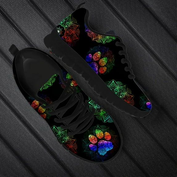 Cartoon Dog Paw Pattern Ladies Sneakers Super Light Air Mesh Shoes ...