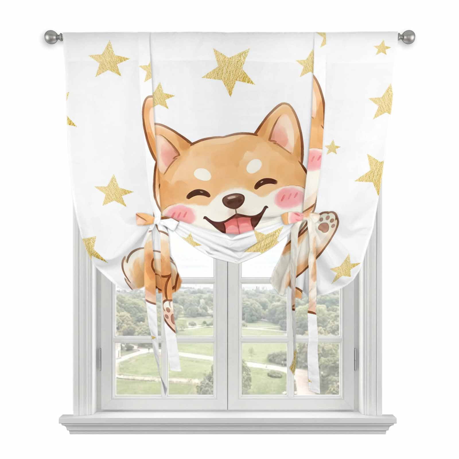 Cartoon Dog Tie Up Curtains for Window, Thermal Insulated Balloon Shade ...