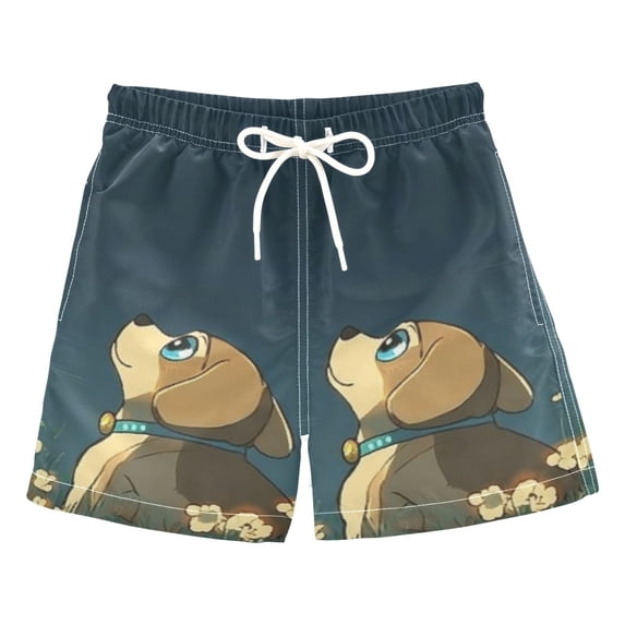 Cartoon Dog and Butterflies Swim Trunks Quick Dry Beach Pool Board ...