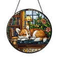 Cartoon Dog on Bookshelf Suncatcher – Decorative Window Hanging Art ...