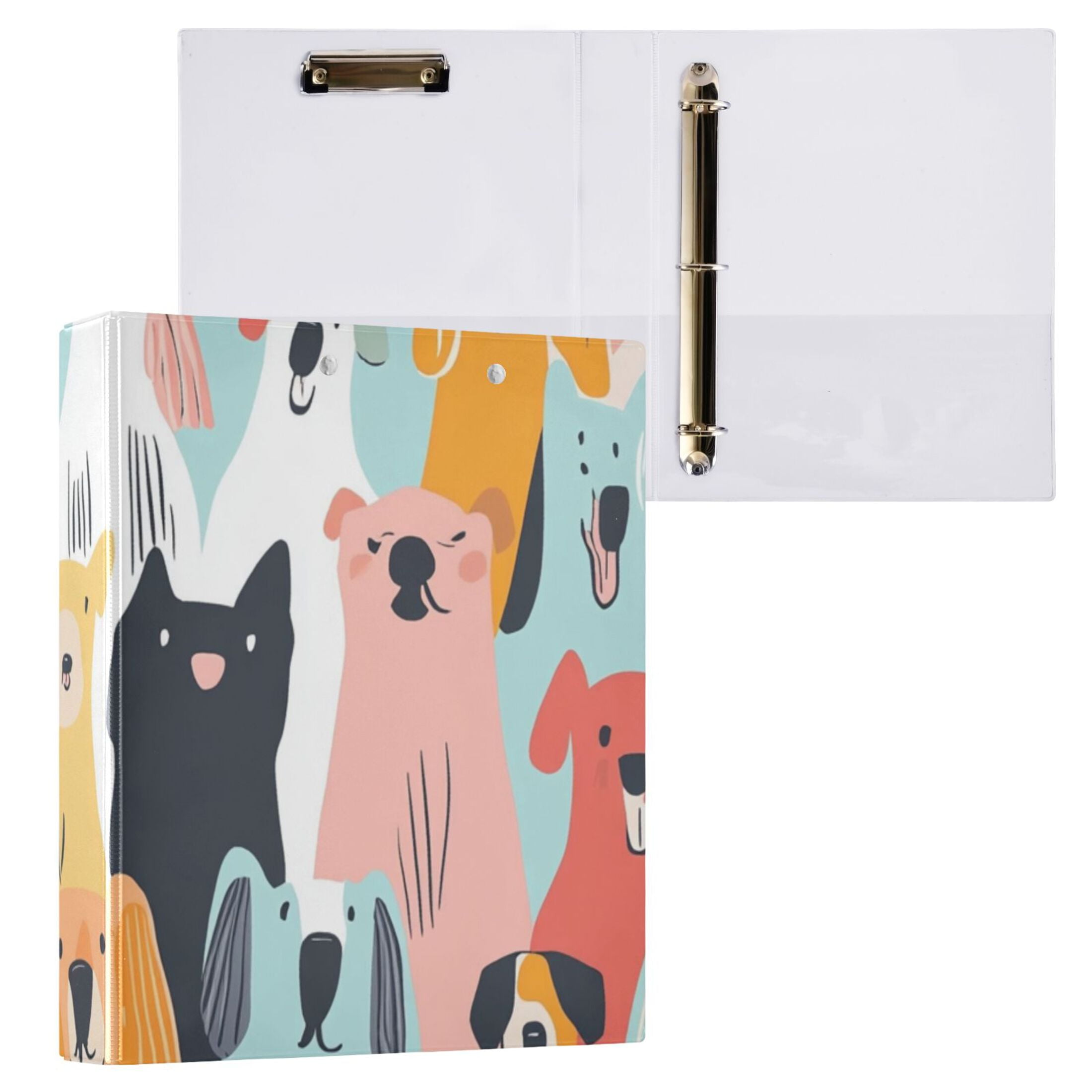 Cartoon Dogs 3 Ring Binders 1.5 inch Hardcover File Folders with ...
