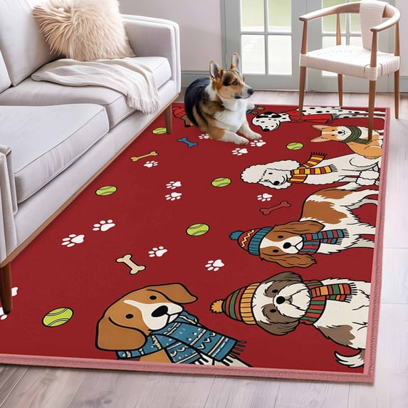 Cartoon Dogs Area Rugs 2.7'x5', Washable Small Throw Rugs for Kitchen ...