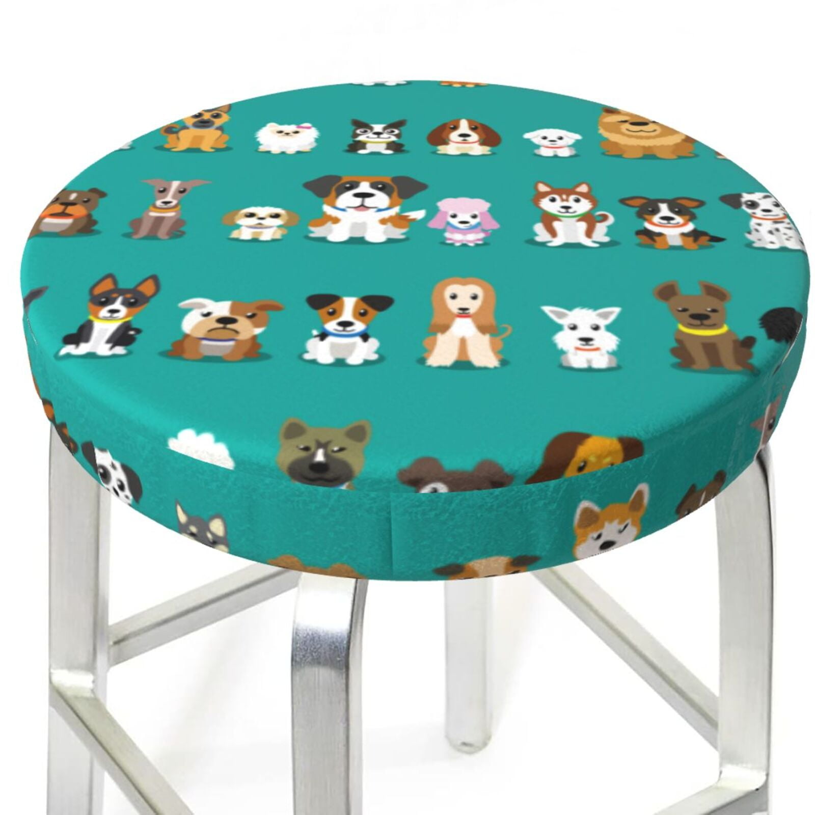 Cartoon Dogs Bar Stool Covers Round - Washable Round Seat Covers ...