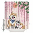Cartoon Dogs Bathroom Shower Curtains with 12 Hooks Polyester ...