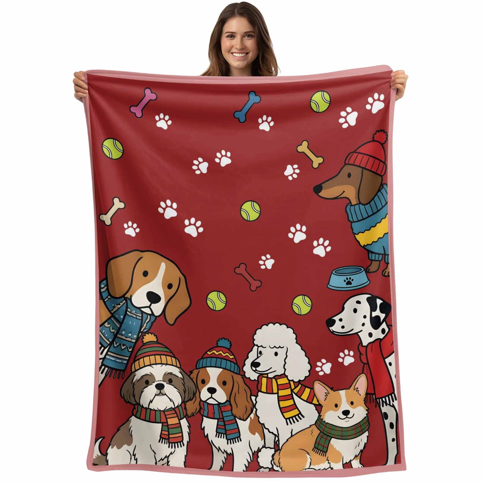 Cartoon Dogs Blanket Soft Cozy Warm Throw Blanket for Couch, Plush ...