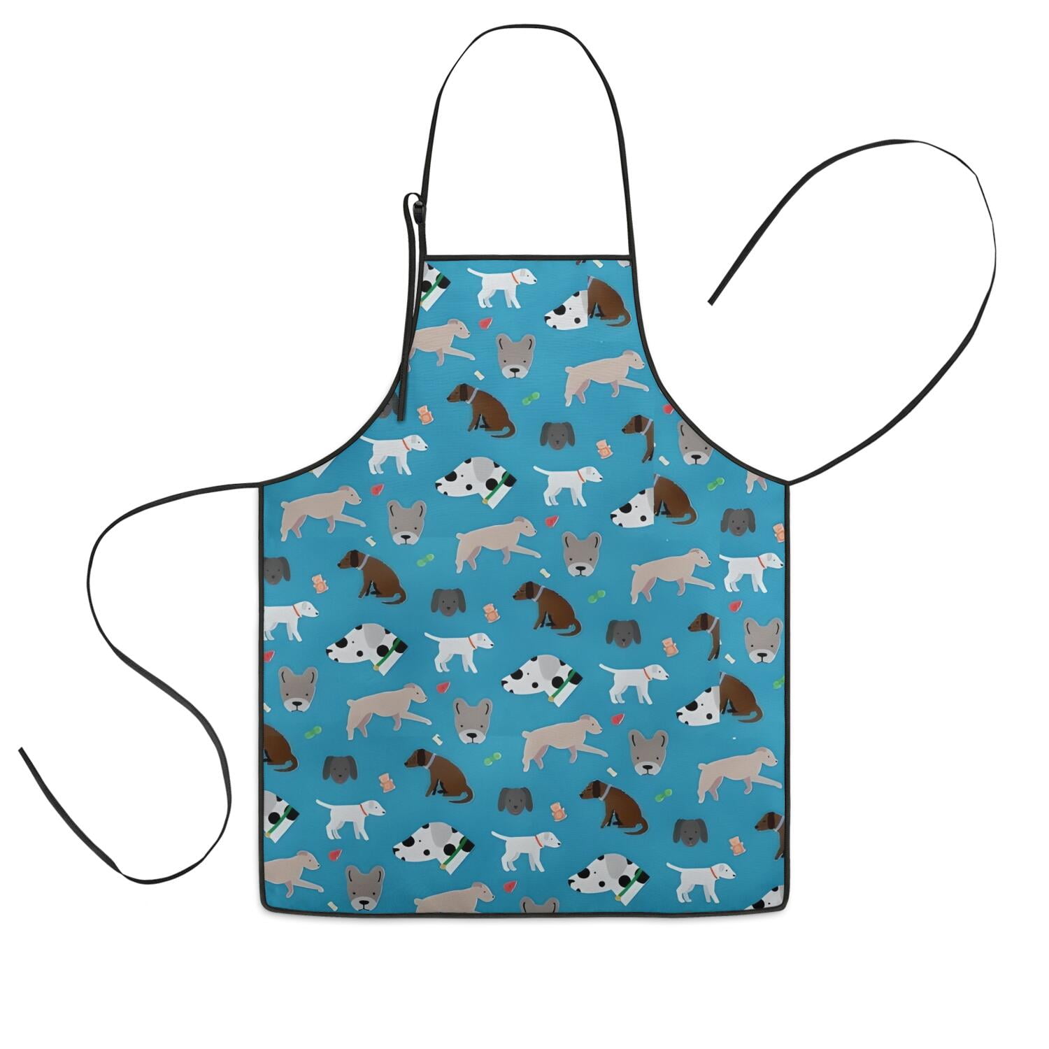 Cartoon Dogs Blue Background Kids Aprons for Girls and Boys,Adjustable ...