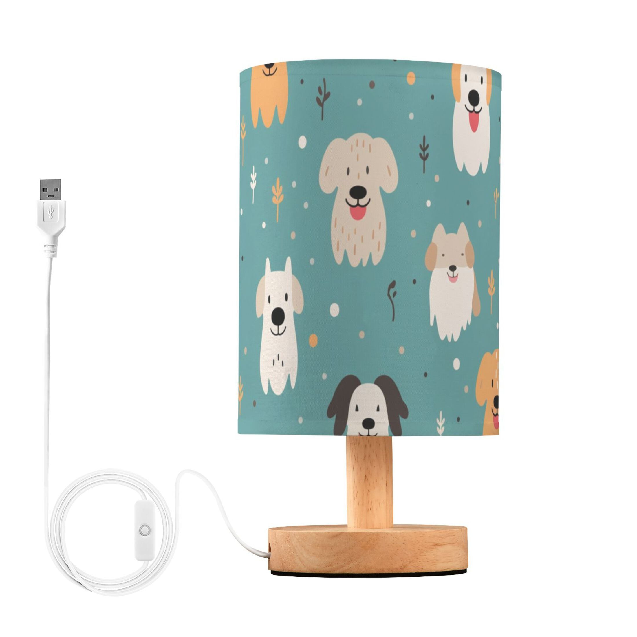 Cartoon Dogs Cute Bedside Table Lamp LED Warm Lights with USB Charging ...