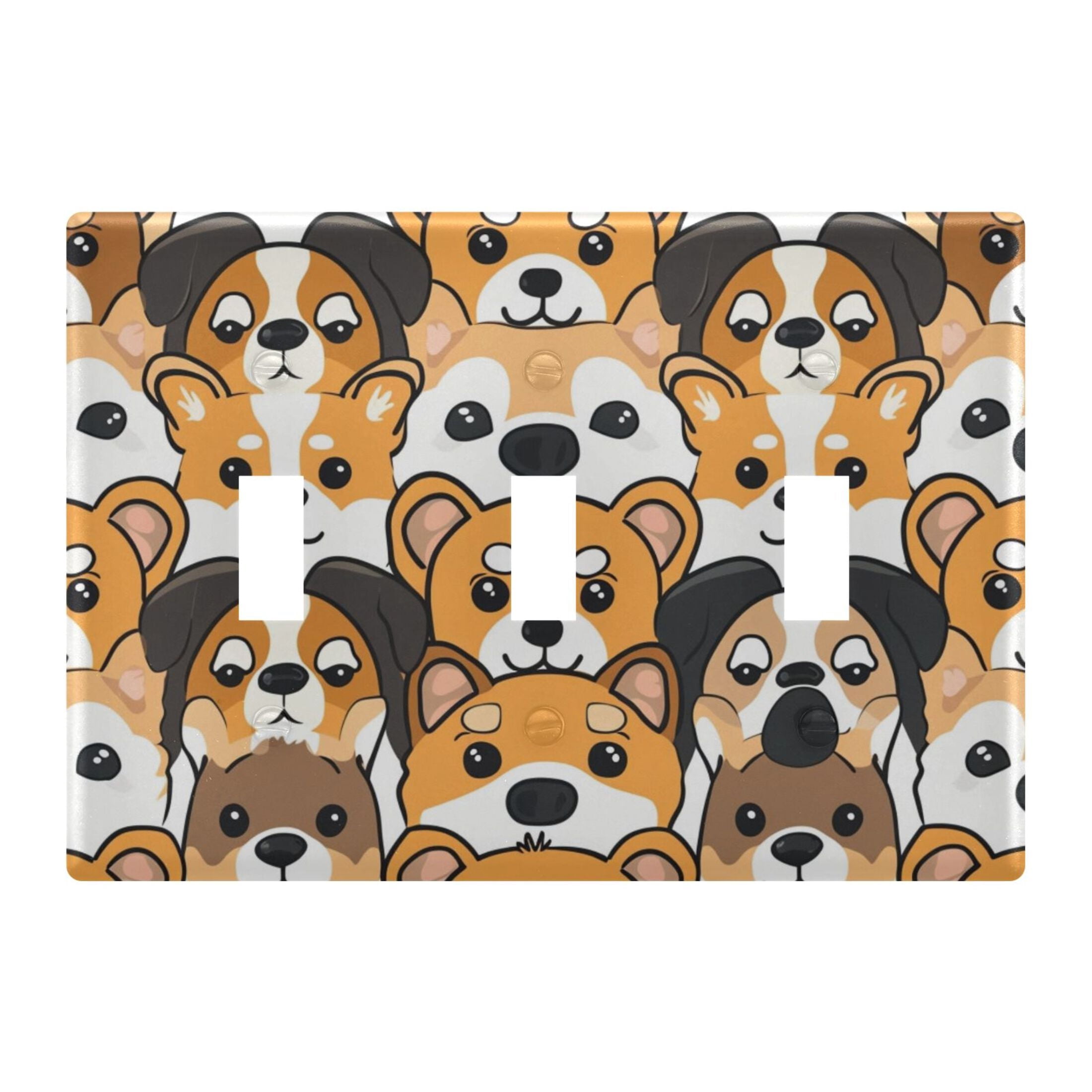 Cartoon Dogs Face Light Switch Plate Covers 3 Gang Wall Plate Plastics ...