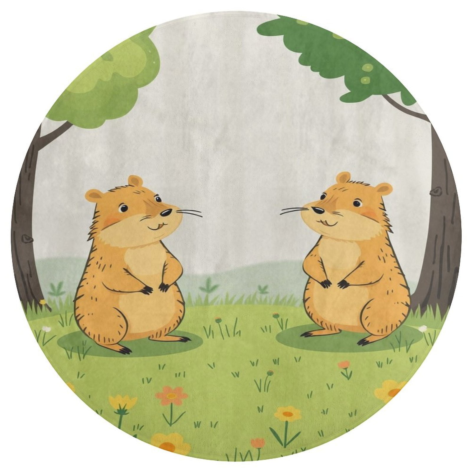 Cartoon Dolphin Circular Carpet Floor Mat Living Room Sofa Room Bed Rug ...