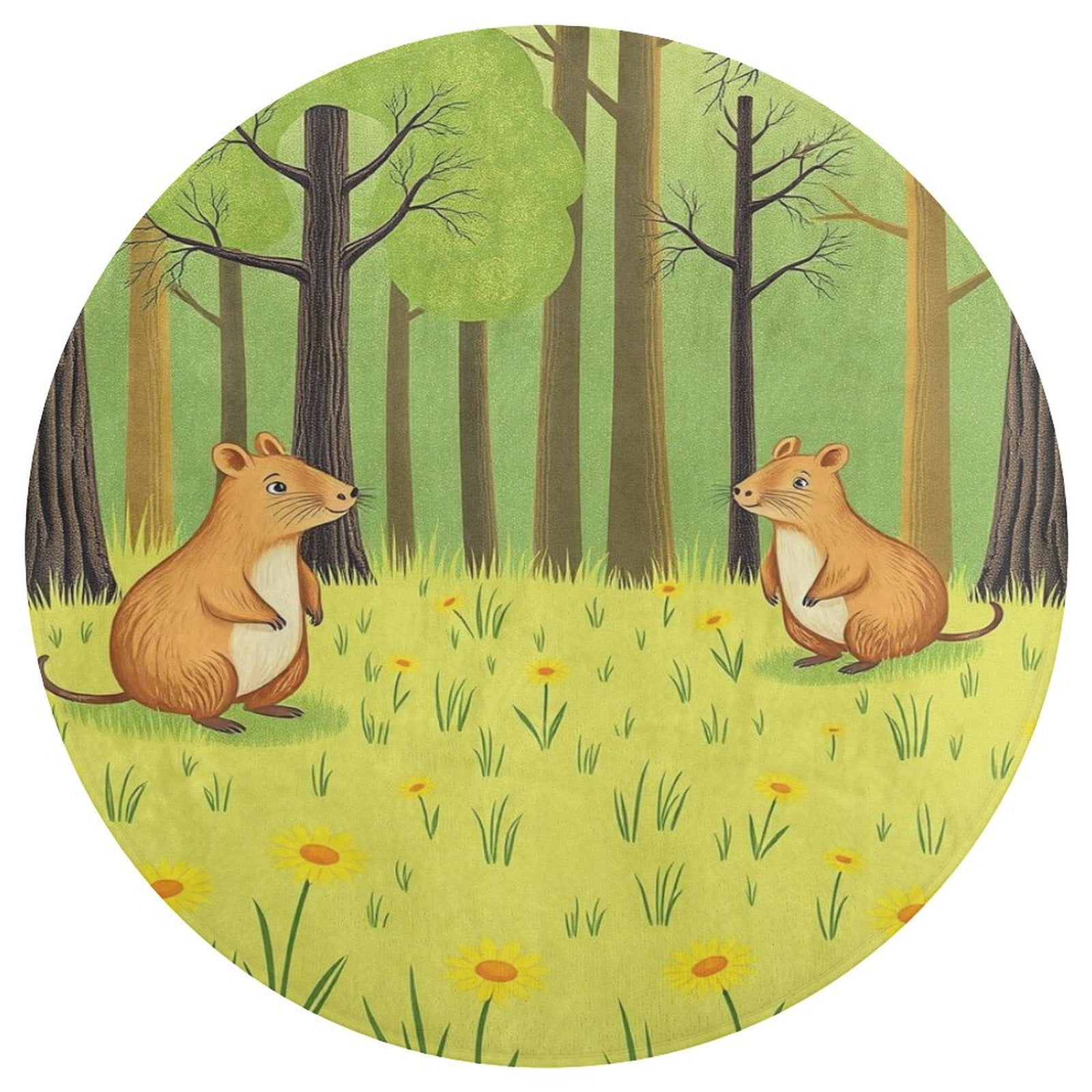 Cartoon Dolphin Circular Carpet Floor Mat Living Room Sofa Room Bed Rug ...