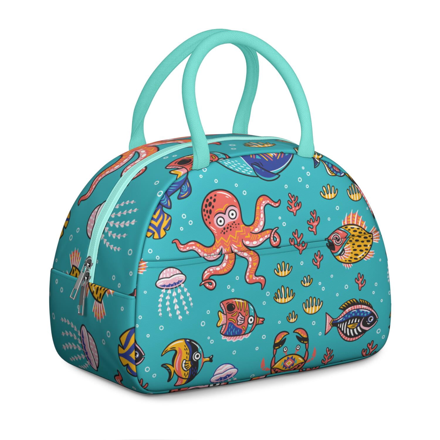 Cartoon Dolphin Lunch Box with Nautical Ocean Print, Cute Marine Life ...