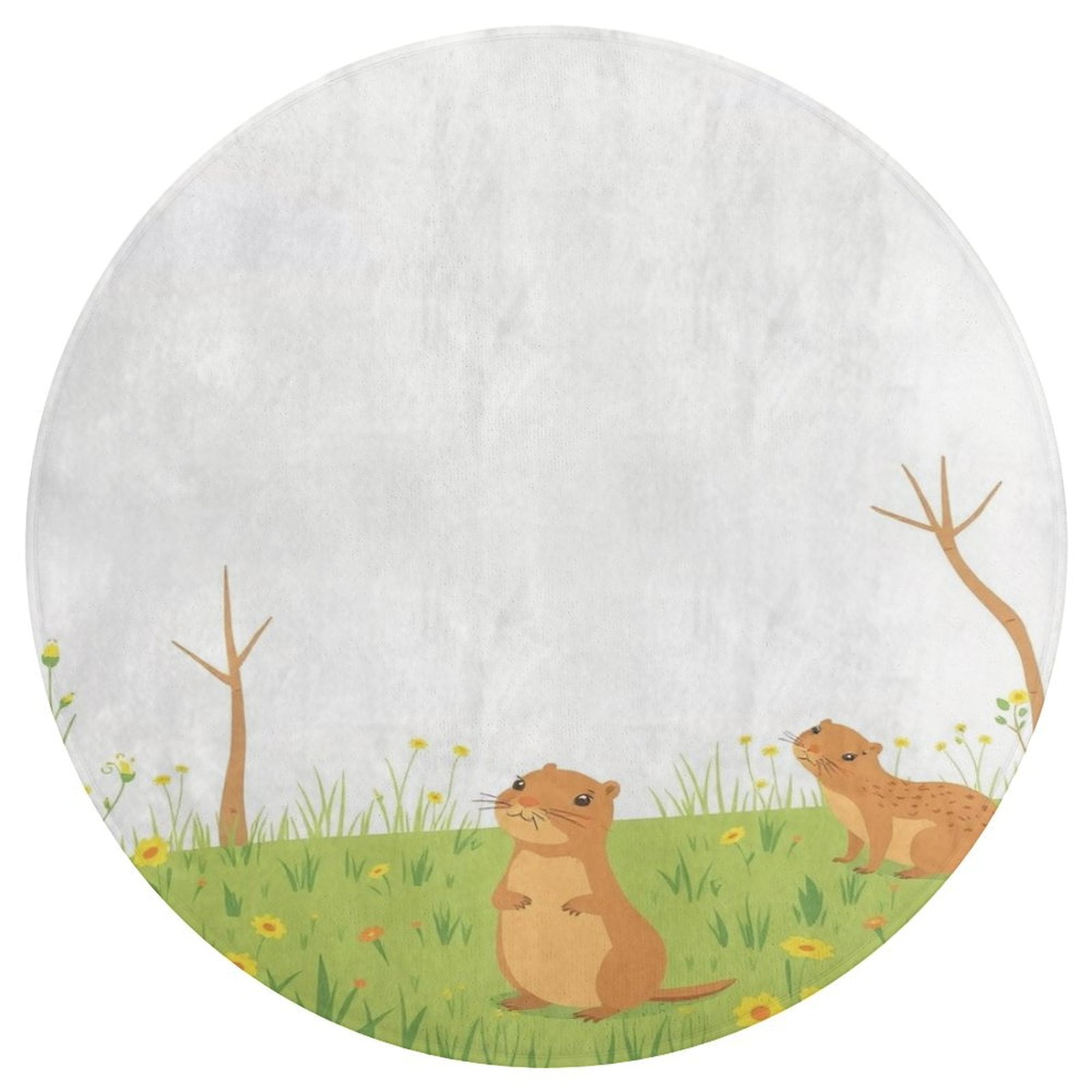 Cartoon Dolphin Round Area Rug Soft Sofa Nursery Carpet Floor Mat Non ...