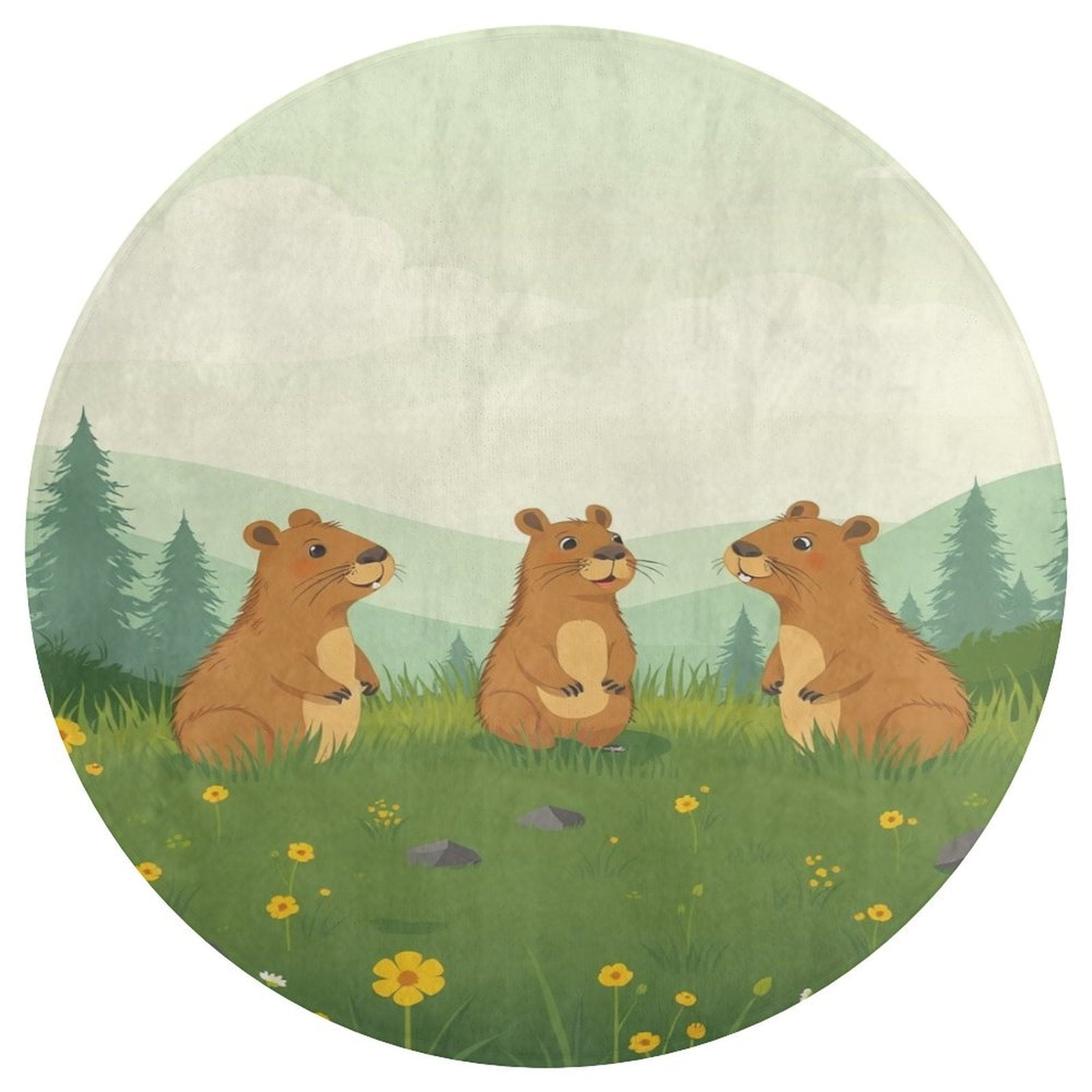 Cartoon Dolphin Round Area Rug Soft Sofa Nursery Carpet Floor Mat Non ...