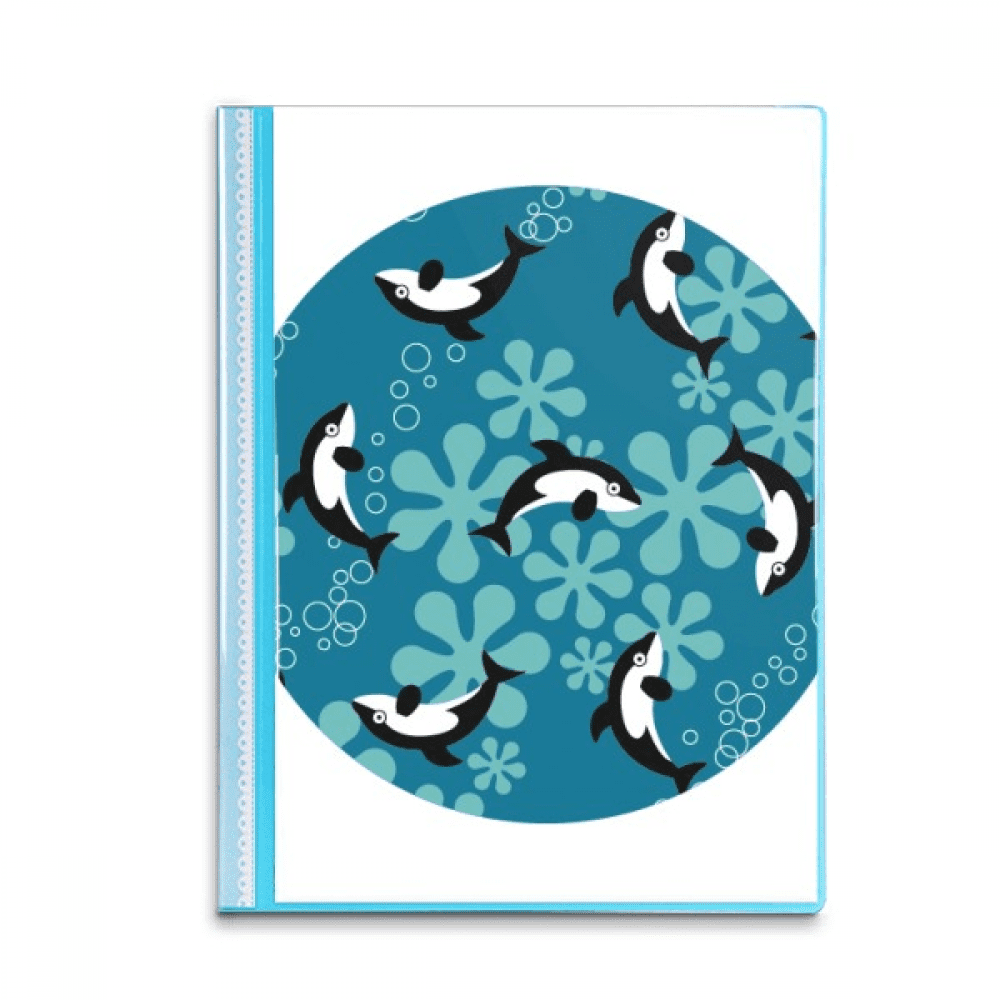 Cartoon Dolphins Whales Blue Waves Book Sheet Protectors Portfolio ...