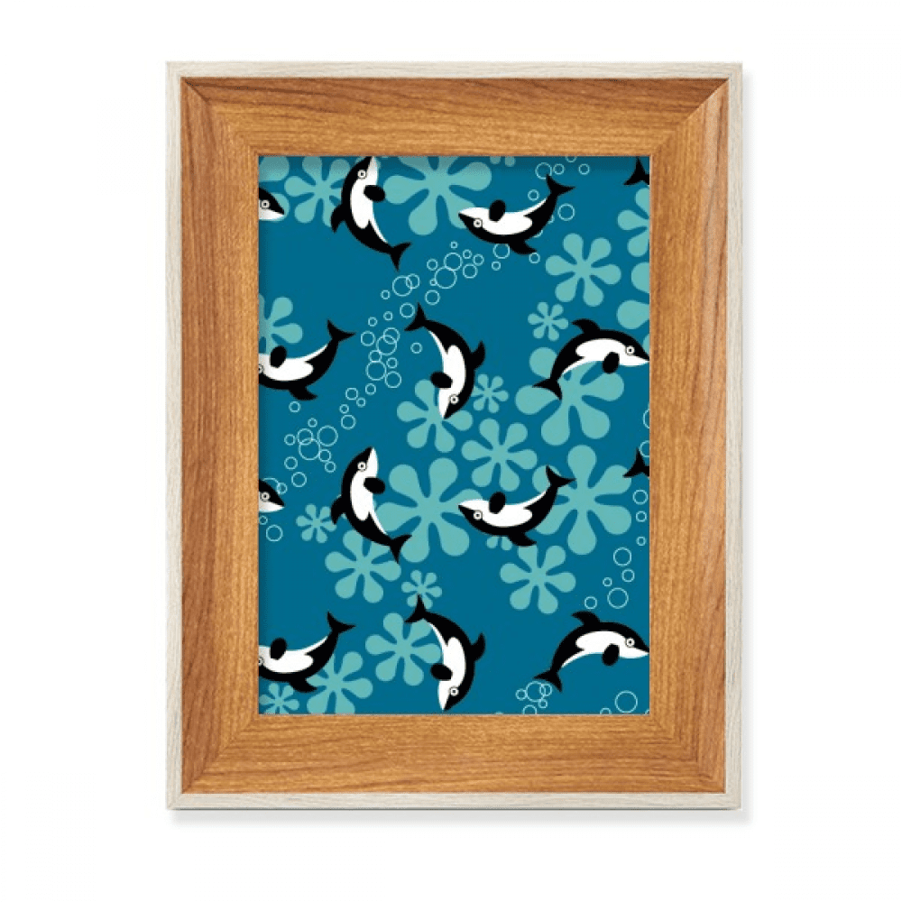 Cartoon Dolphins Whales Blue Waves Desktop Wooden Photo Frame Display ...