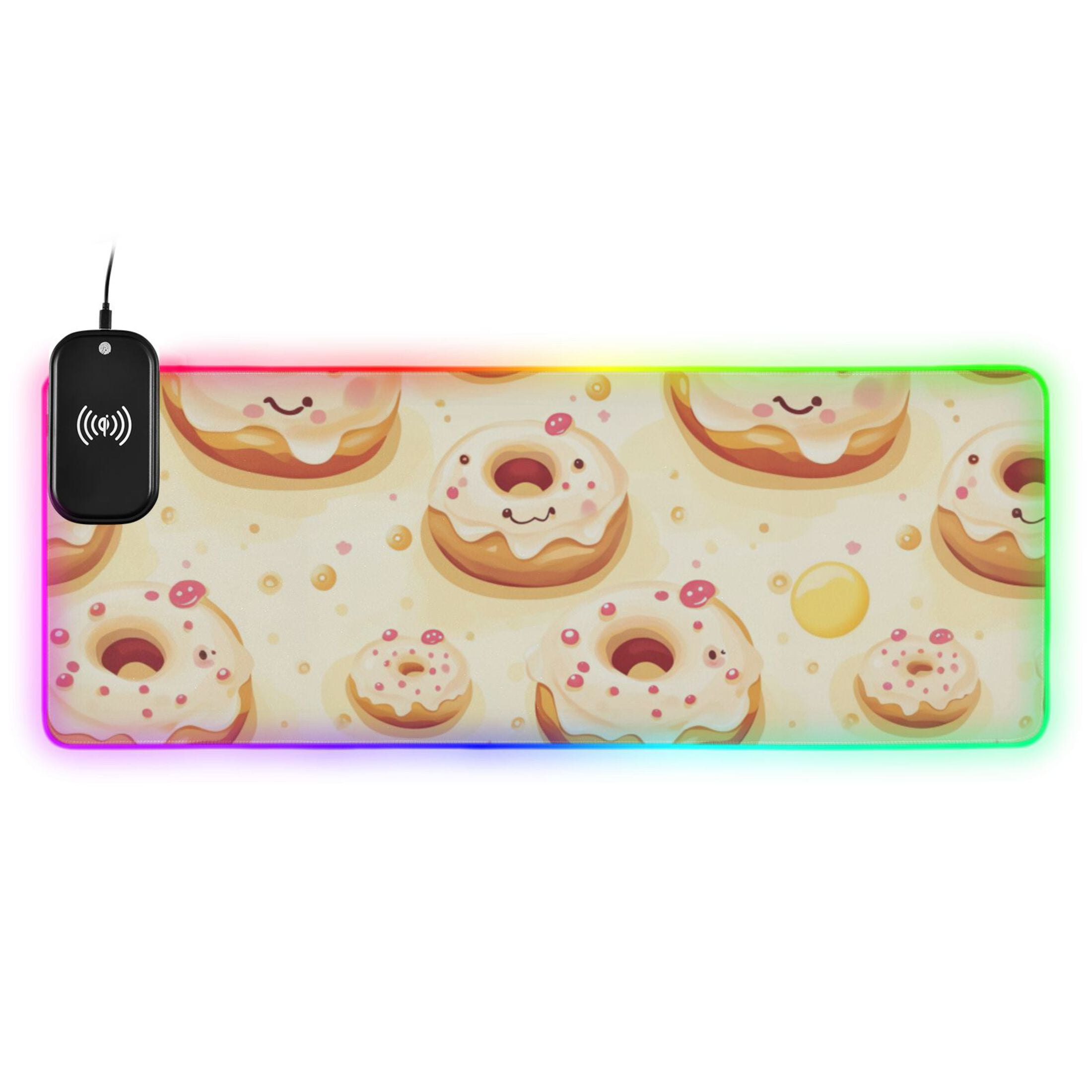 Cartoon Donut Print Wireless Charging RGB Gaming Mouse Pad Large ...