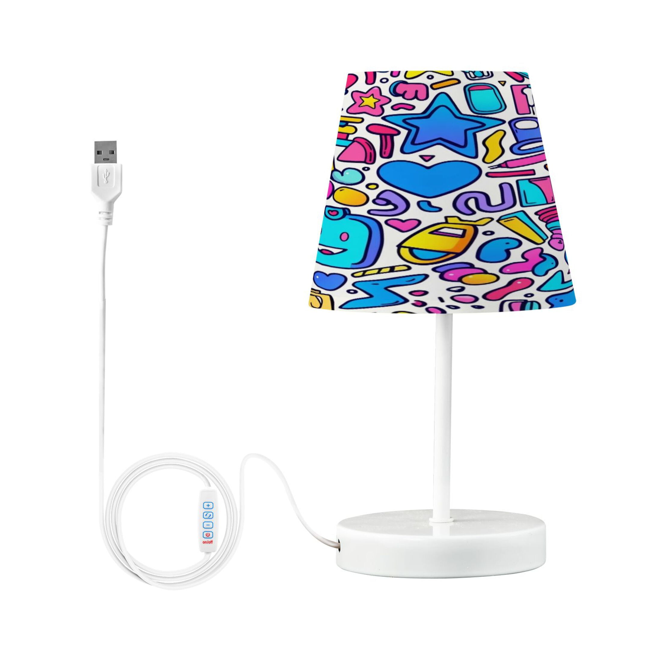 Cartoon Doodles and Playful Symbols Desk Lamp LED Table Nightstand ...