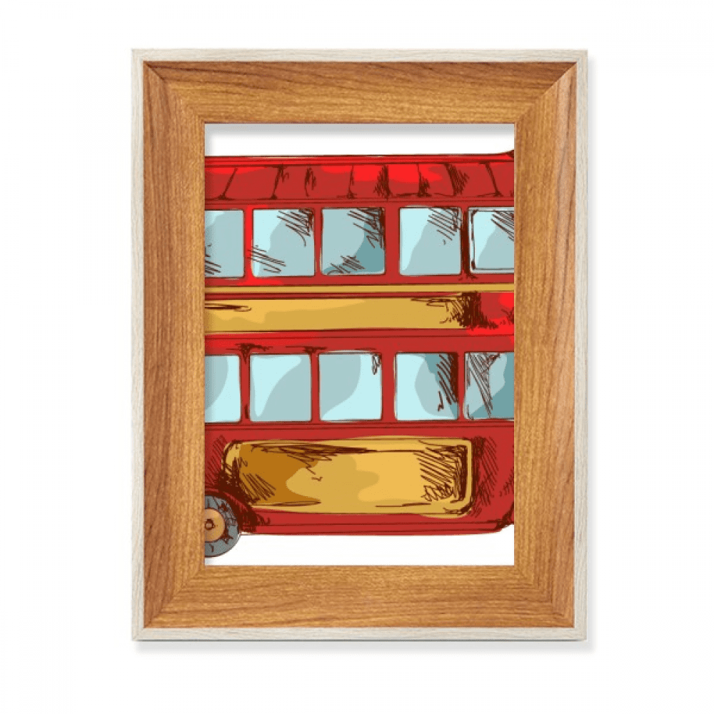 Cartoon Doubledecker Britain Country Desktop Wooden Photo Frame Display ...